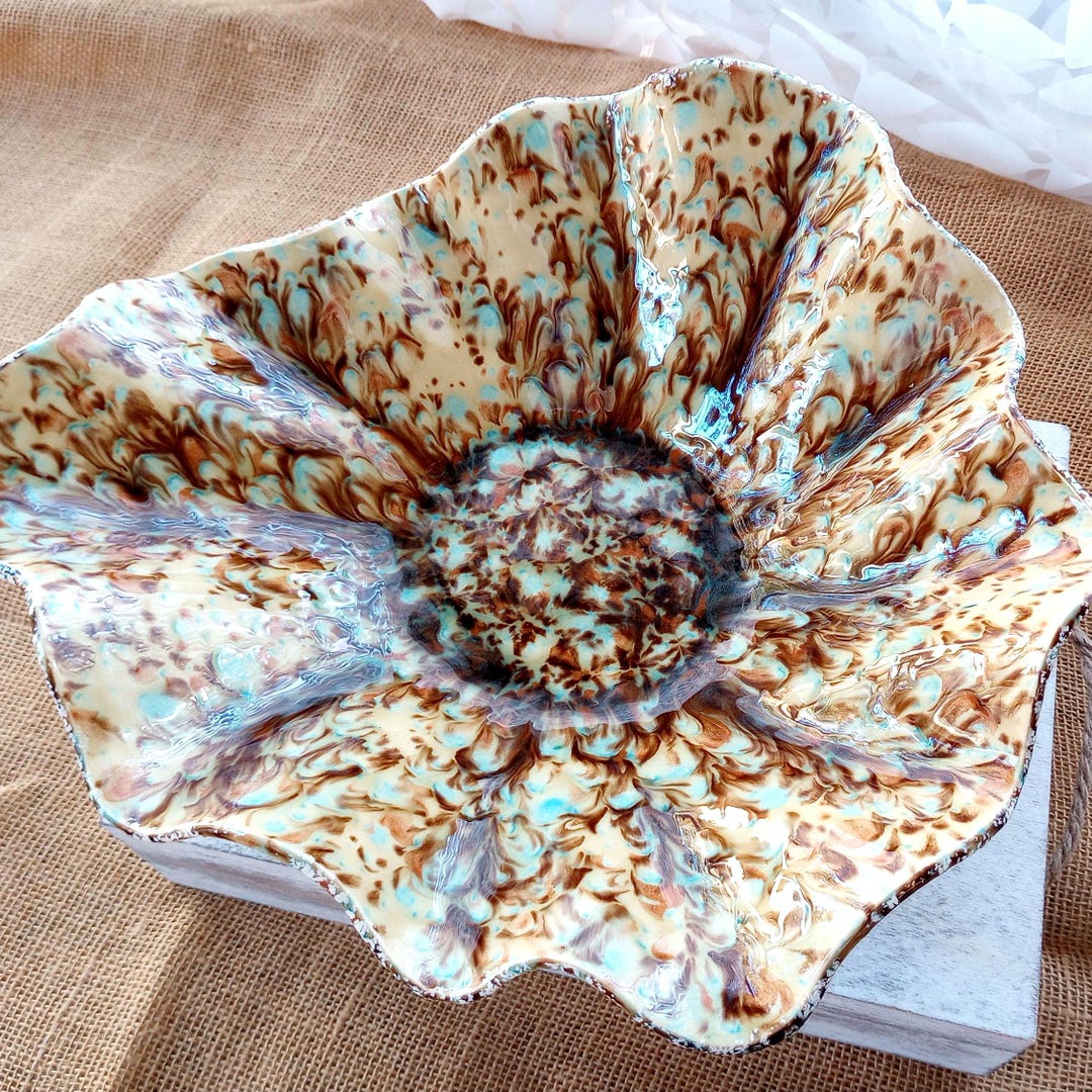 Large Decorative Pottery Bowl, Coastal Beach Decor, Fine Art Ceramics ...
