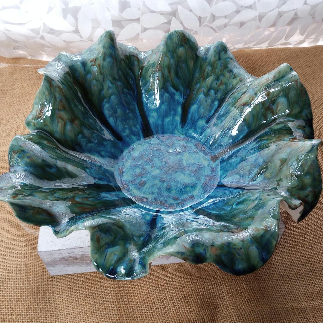 Large Decorative Pottery Bowl Fine Art Ceramics, Coastal Beach Decor ...