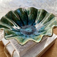 Ceramic Handmade Scallop Rim Shallow Bowl - Etsy