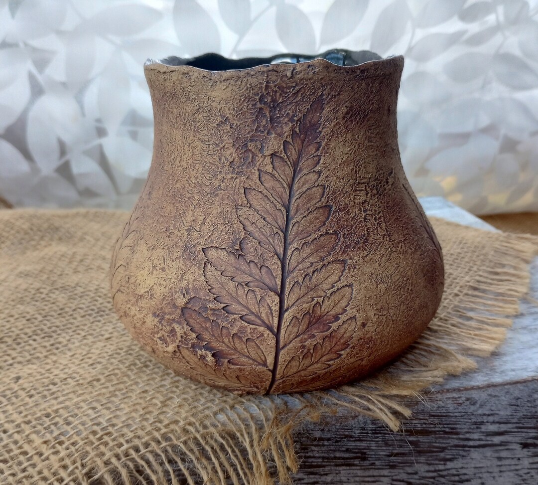 Botanical Pottery Vase, Rustic Flower Vase, Handmade Pottery, Ceramic ...