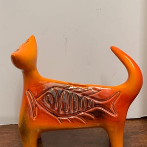 Kenneth Wingard Large Italian Art Pottery Orange Cat Bank - Etsy