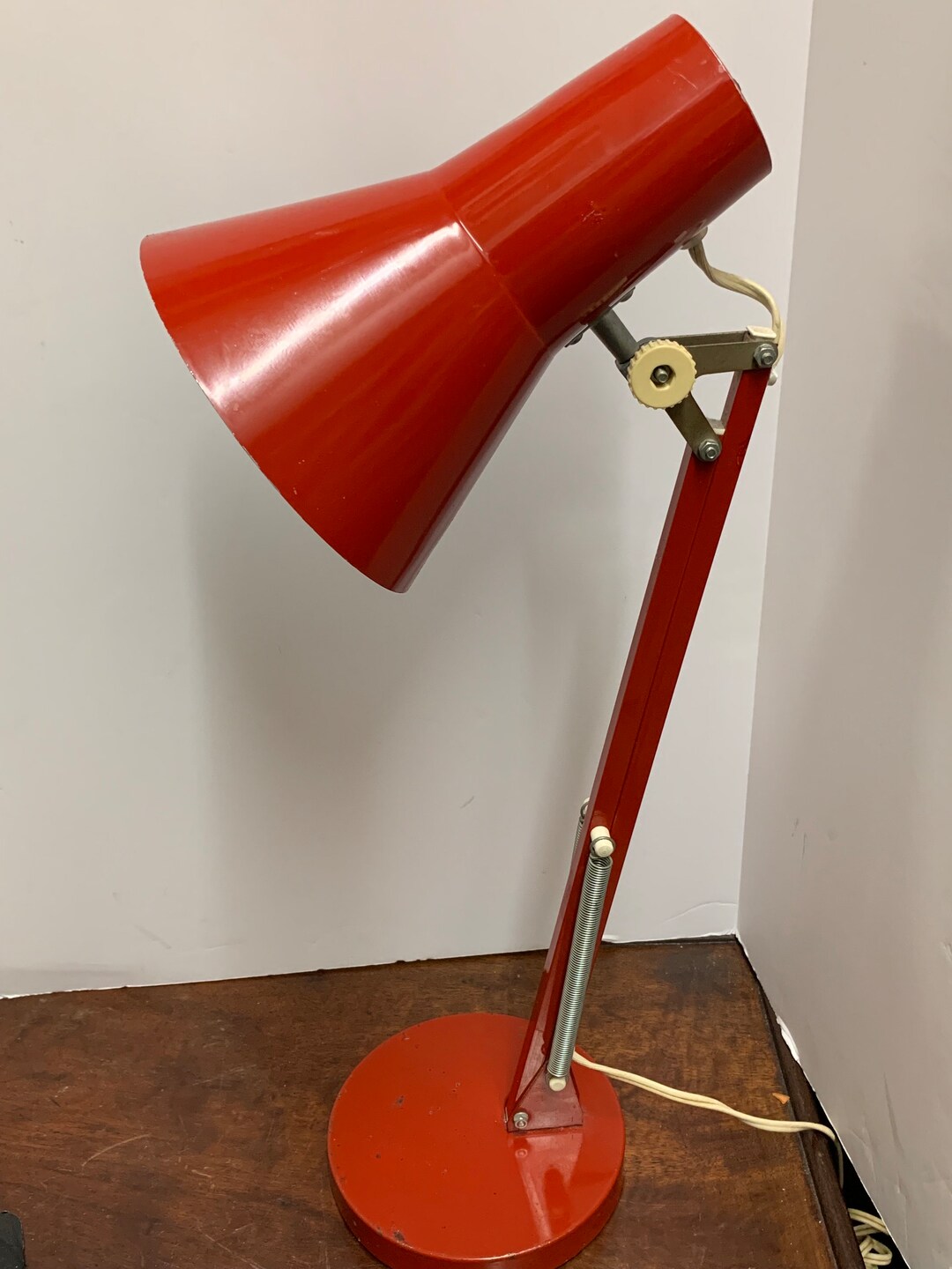 Vintage MCM Red Lamp by Lyskaer - Etsy