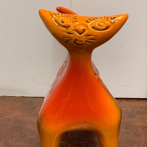 Kenneth Wingard Large Italian Art Pottery Orange Cat Bank - Etsy