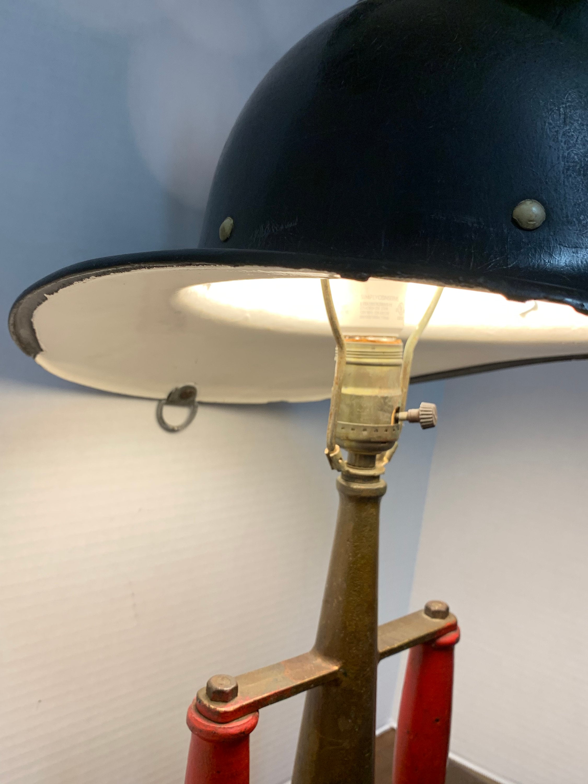 Antique Folk Art Fire Department Lamp With Helmet Shade - Etsy
