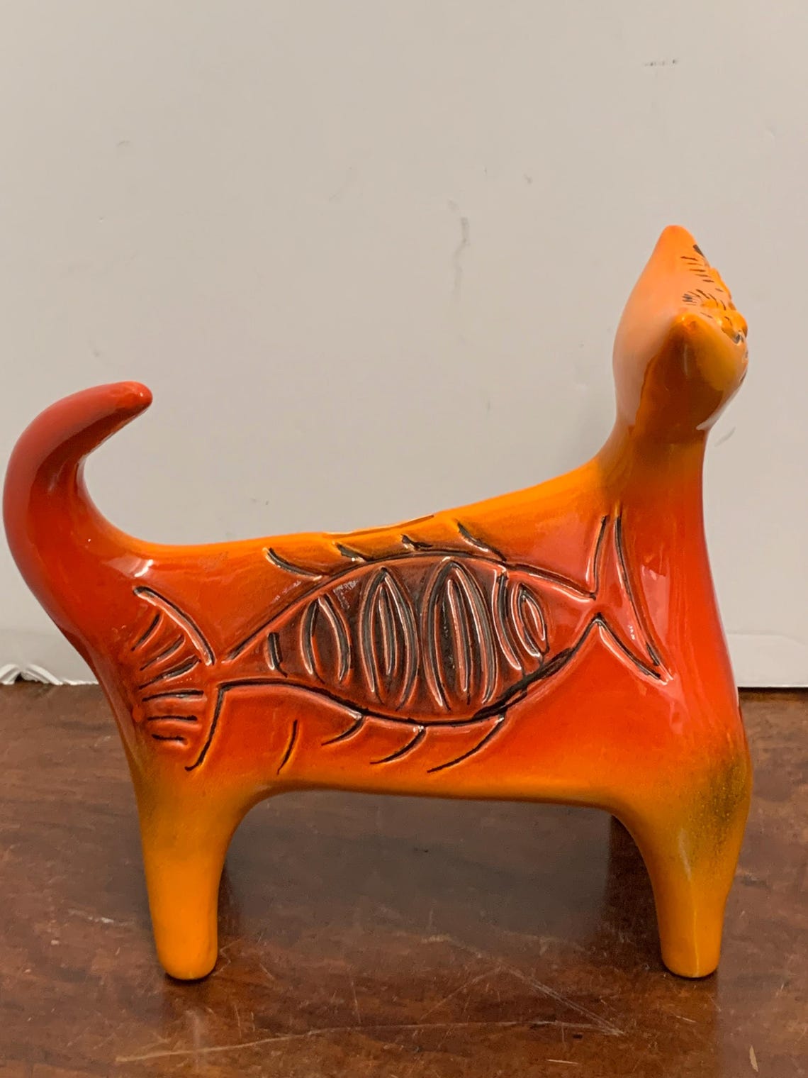 Kenneth Wingard Large Italian Art Pottery Orange Cat Bank - Etsy