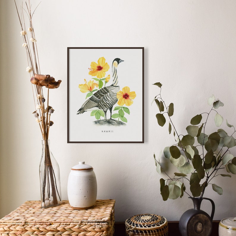 Hawaii State Bird Art Print Hawaiian Goose nene and - Etsy