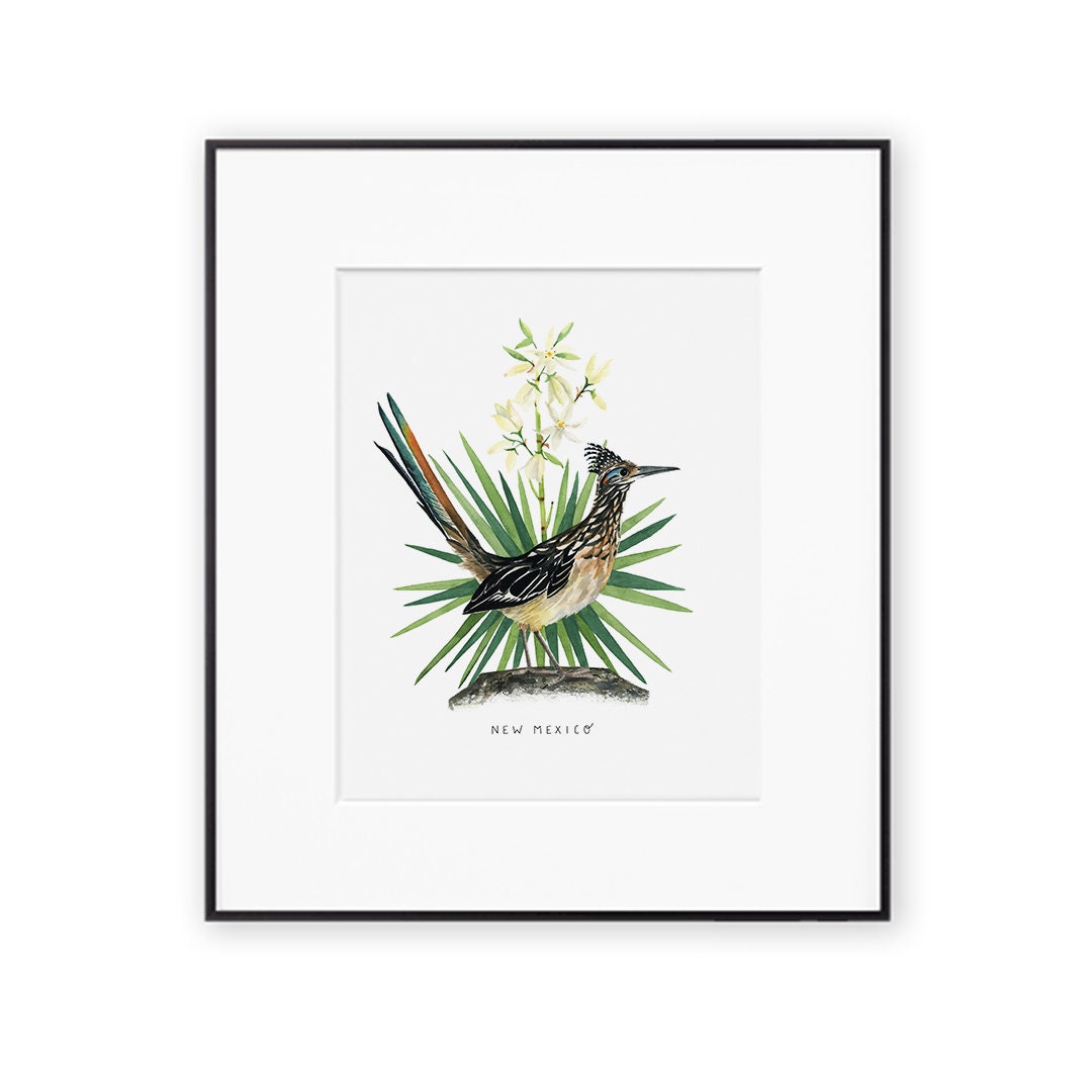 New Mexico State Bird Art Print New Mexico Roadrunner and - Etsy