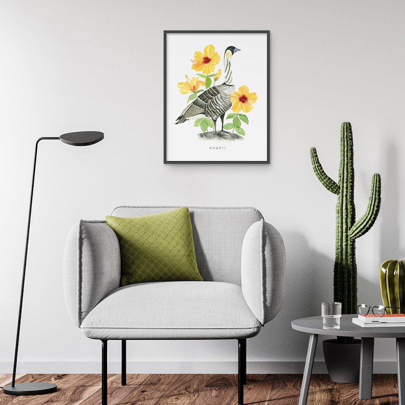 Hawaii State Bird Art Print Hawaiian Goose nene and | Etsy