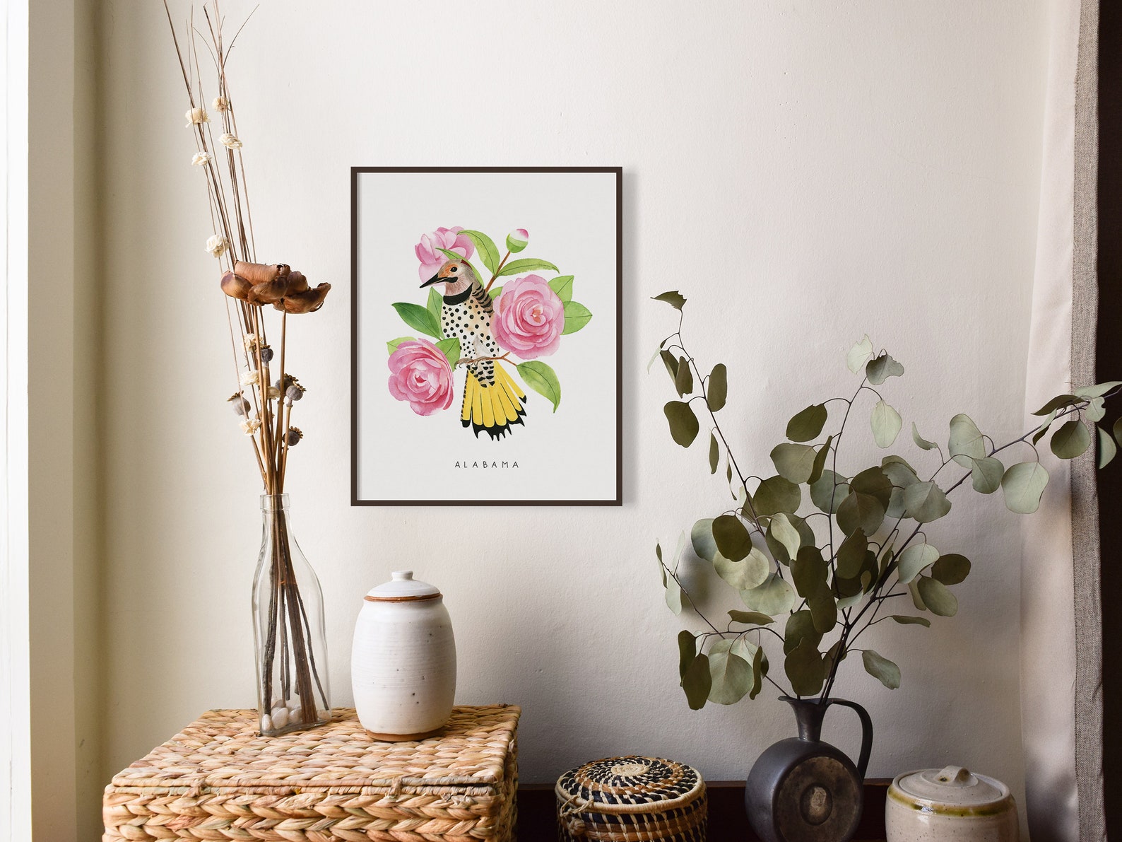 Alabama State Bird Art Print Alabama Yellowhammer and | Etsy