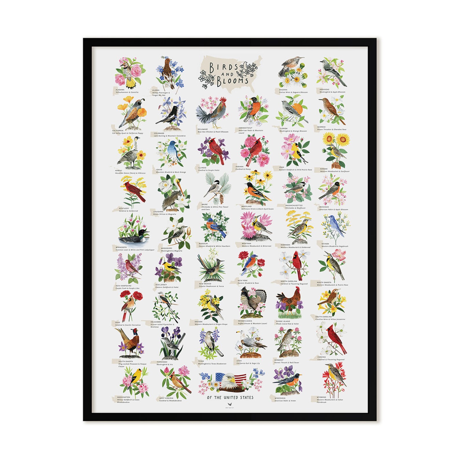 State Bird and Flower Poster Modern State Bird and Flower | Etsy