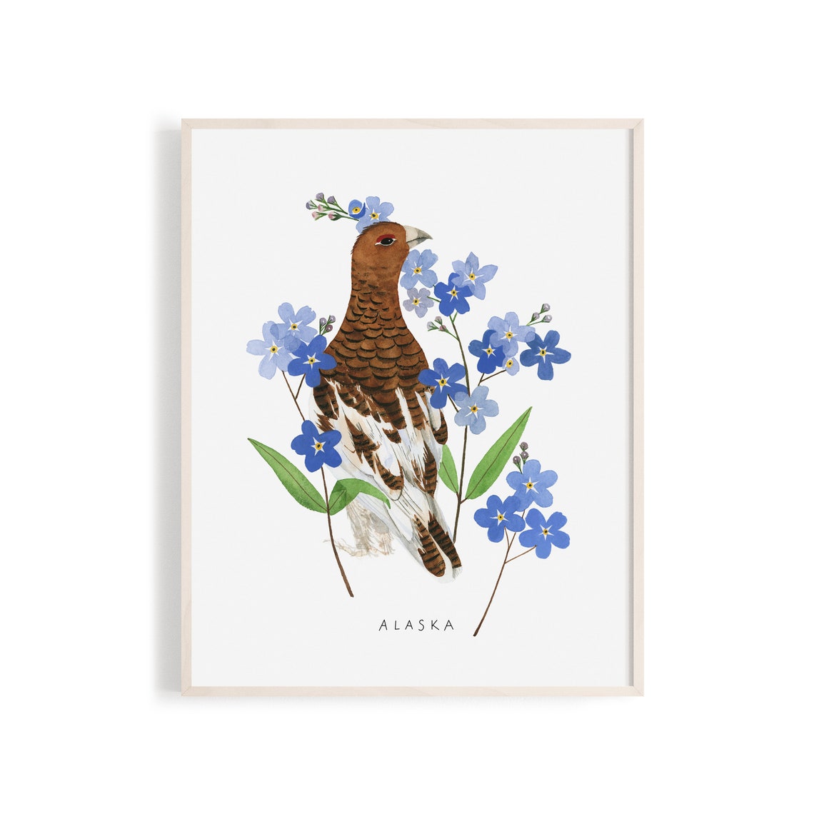 Alaska State Bird Art Print Alaska Willow Ptarmigan and - Etsy