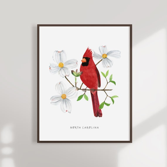 North Carolina State Bird Art Print North Carolina Cardinal | Etsy