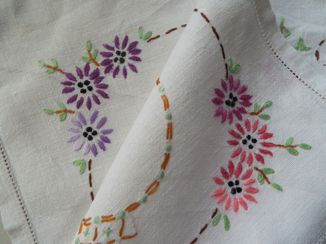 Vintage Linen Tea Tray Cloth. 1950s Very Pretty English White Tray ...