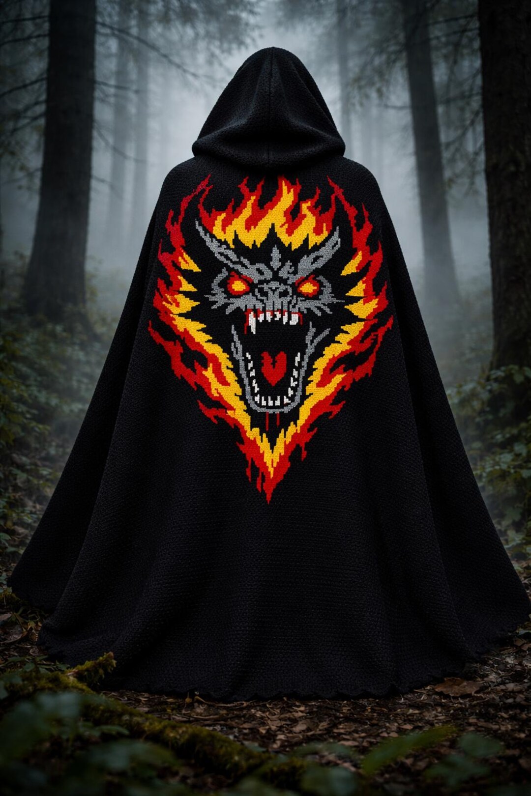 Dragon Skull Crochet Cloak Panel | Gothic Fantasy | Ashfang Devourer ...