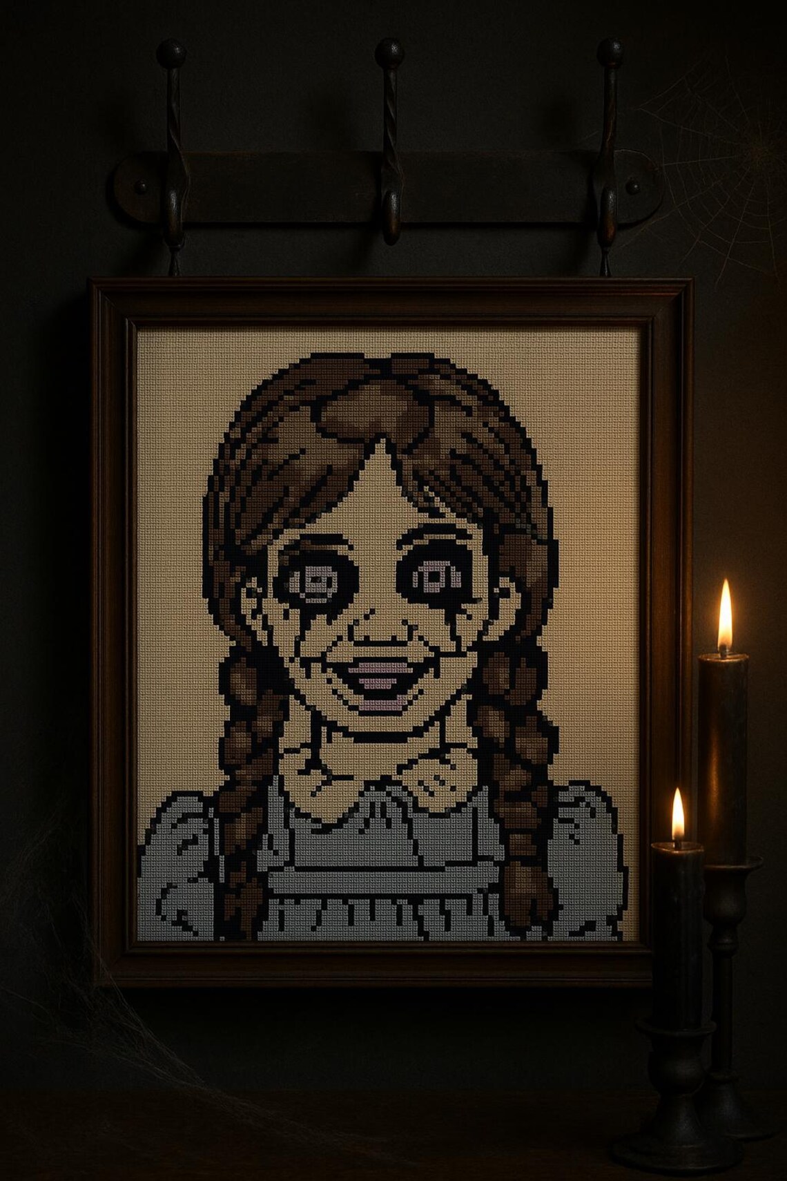 Annabelle Haunted Doll Crochet Wall Hanging Pattern • Horror C2C / SC ...