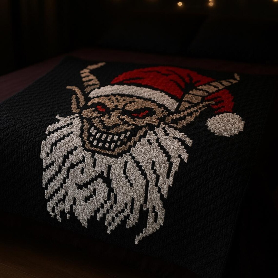 Krampus Crochet Blanket Pattern | Horror Christmas Graphghan | Gothic ...
