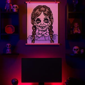 Annabelle Haunted Doll Crochet Wall Hanging Pattern • Horror C2C / SC ...