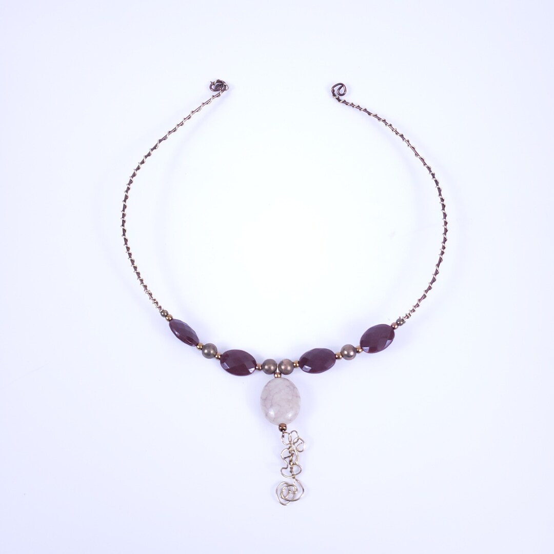 Twisted Wire Choker, Wire Wrapped Choker, Metal Choker, Metal Beaded ...