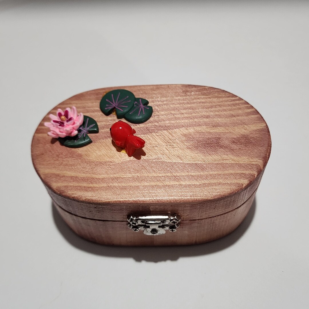 Hand Painted Koi Fish Jewelry Box, Red Velvet Lined Keepsake - Etsy