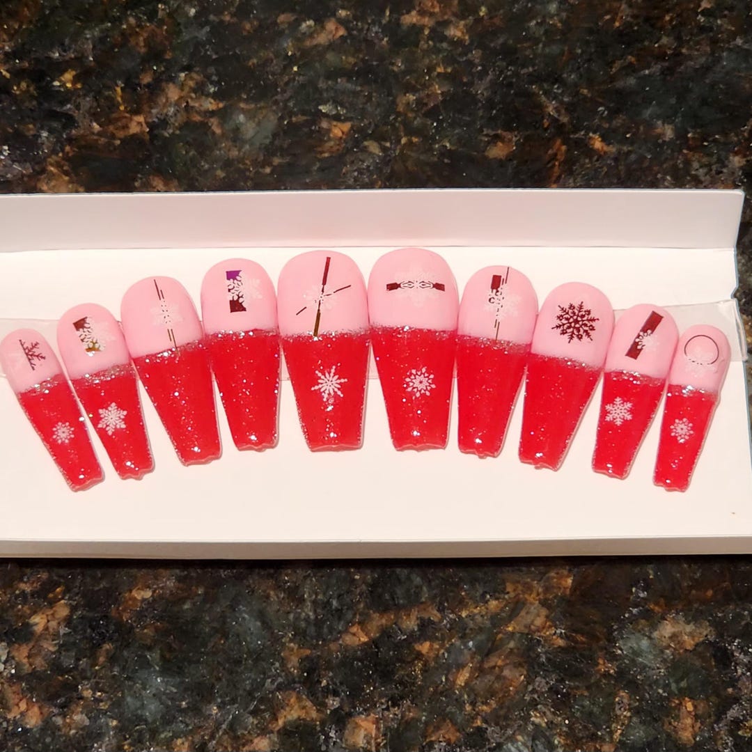 Red to Pink Color Change Press on Nails - Etsy