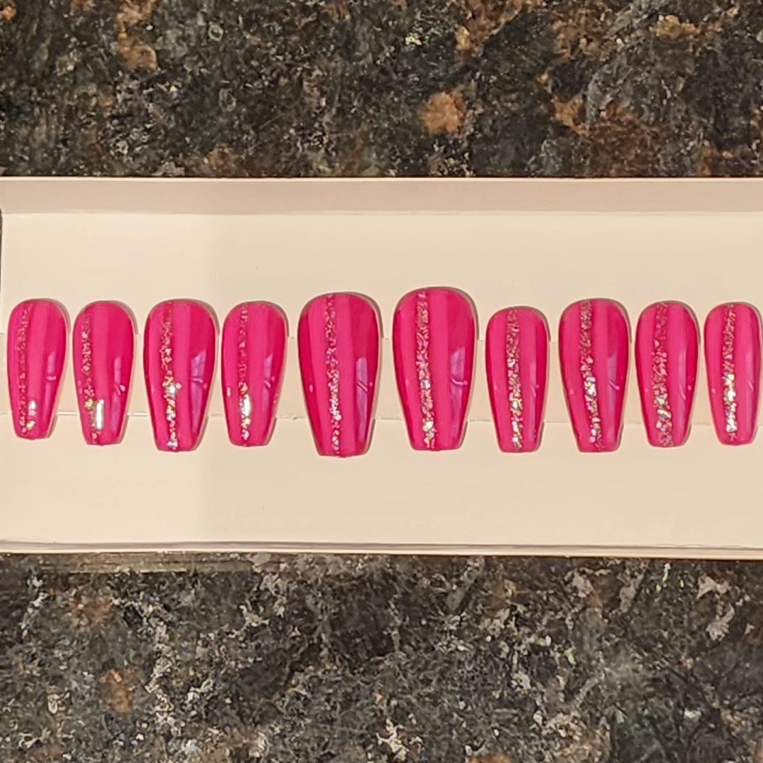 Pink Short Coffin Press on Nails - Etsy