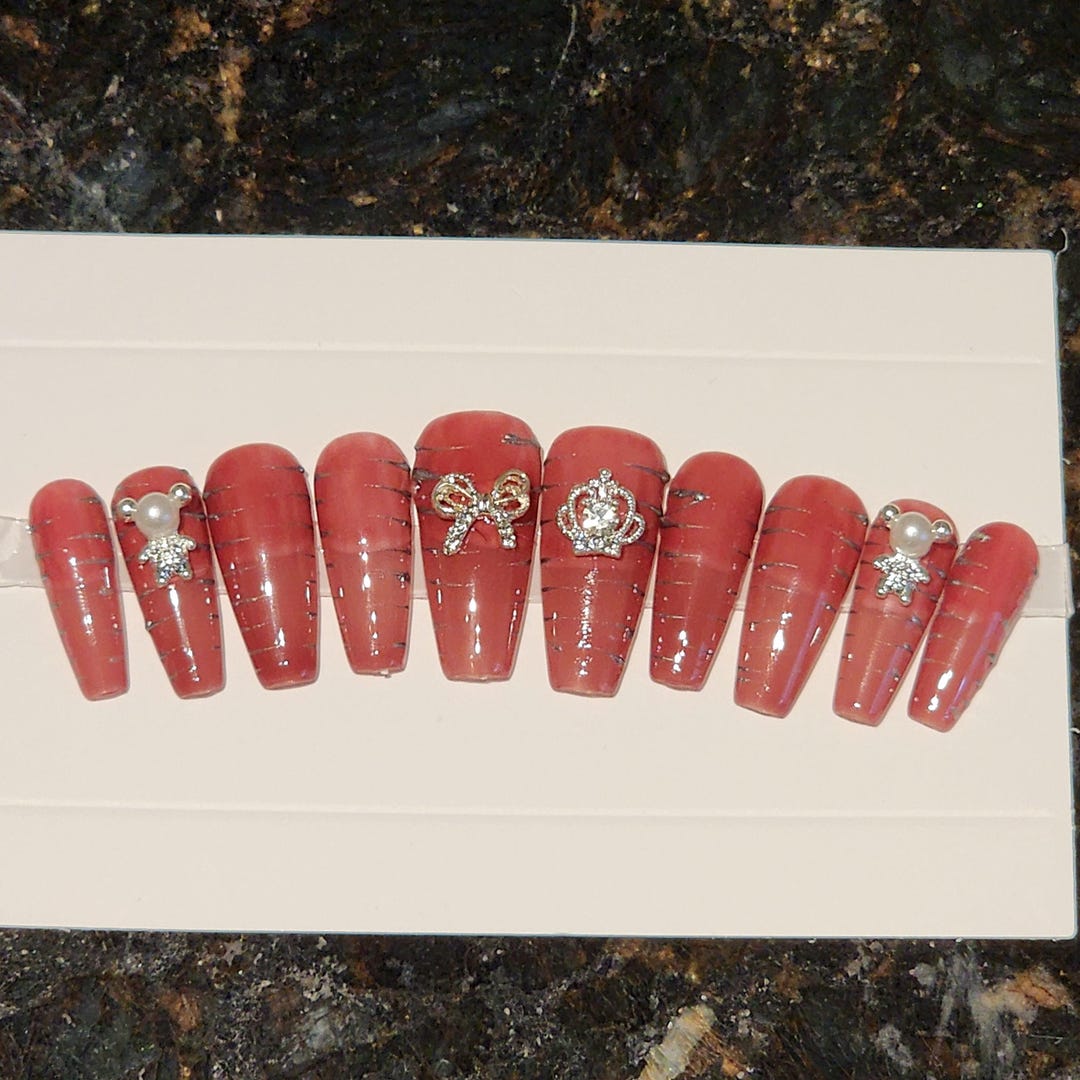 Pink and Silver Press on Nails - Etsy