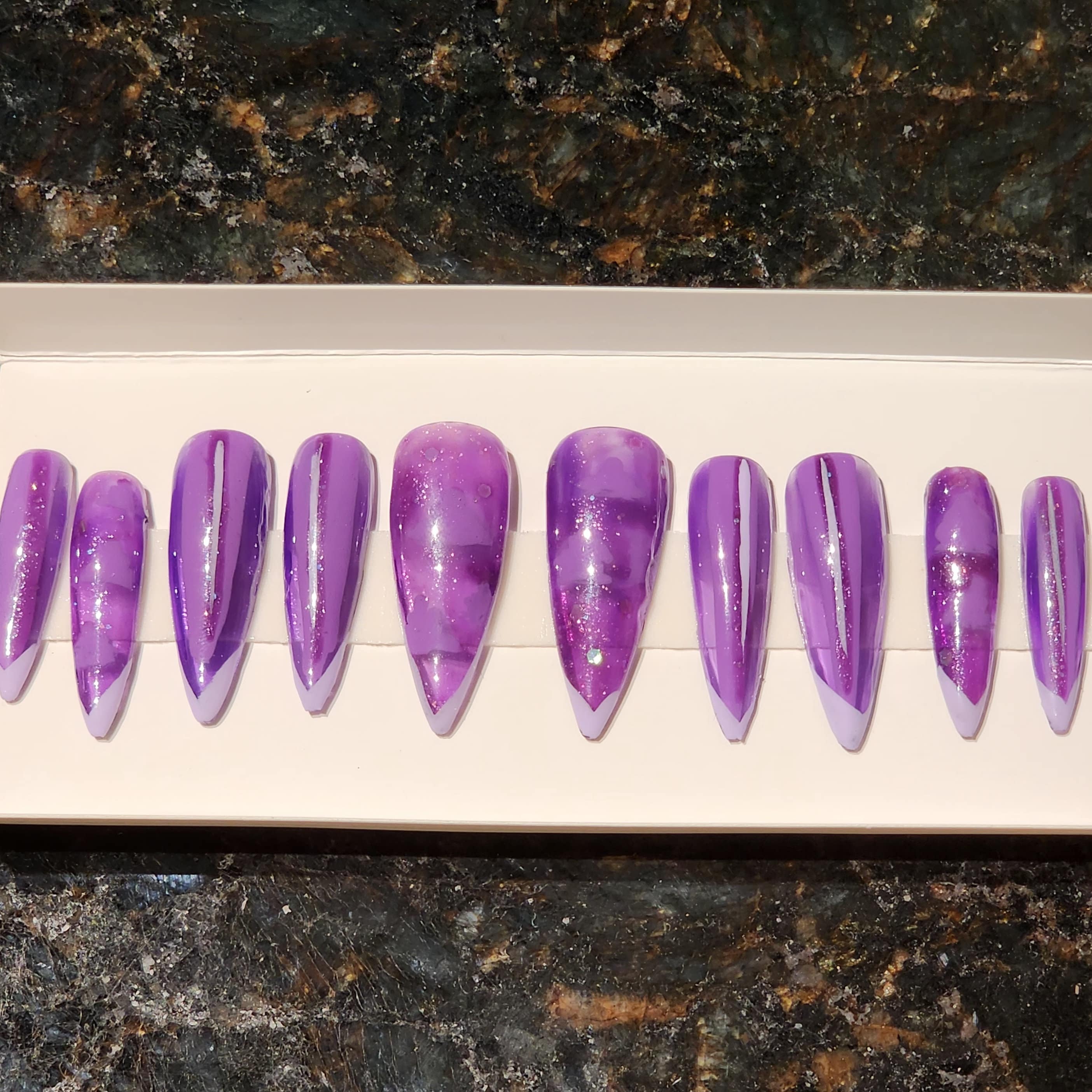 Purple Press on Nails Stiletto Shape - Etsy