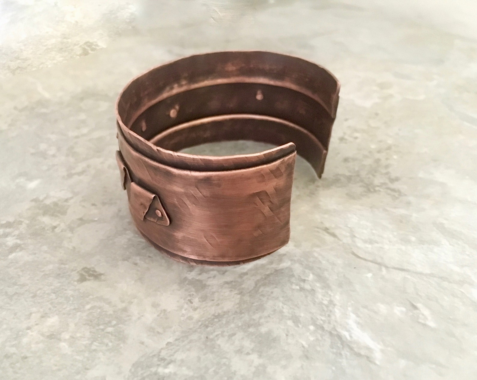 Rustic Copper Cuff, Folded Metal, Textured Boho Bracelet - Etsy