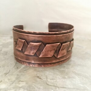 Rustic Copper Cuff, Folded Metal, Textured Boho Bracelet - Etsy
