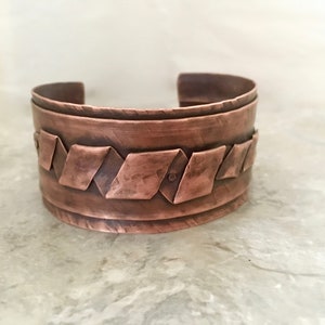 Rustic Copper Cuff, Folded Metal, Textured Boho Bracelet - Etsy