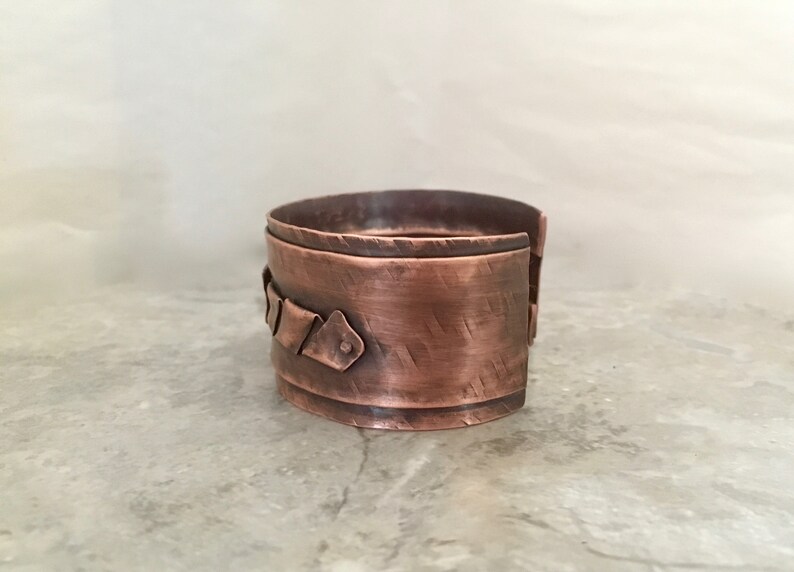 Rustic Copper Cuff, Folded Metal, Textured Boho Bracelet - Etsy