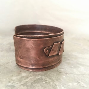Rustic Copper Cuff, Folded Metal, Textured Boho Bracelet - Etsy