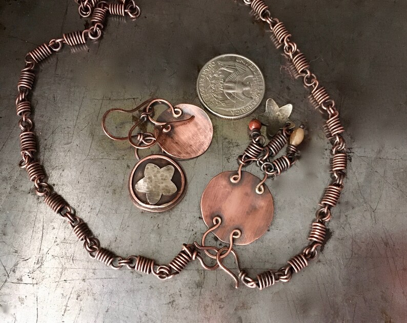 Mixed Metal Rustic Necklace and Earrings Set Star Design - Etsy