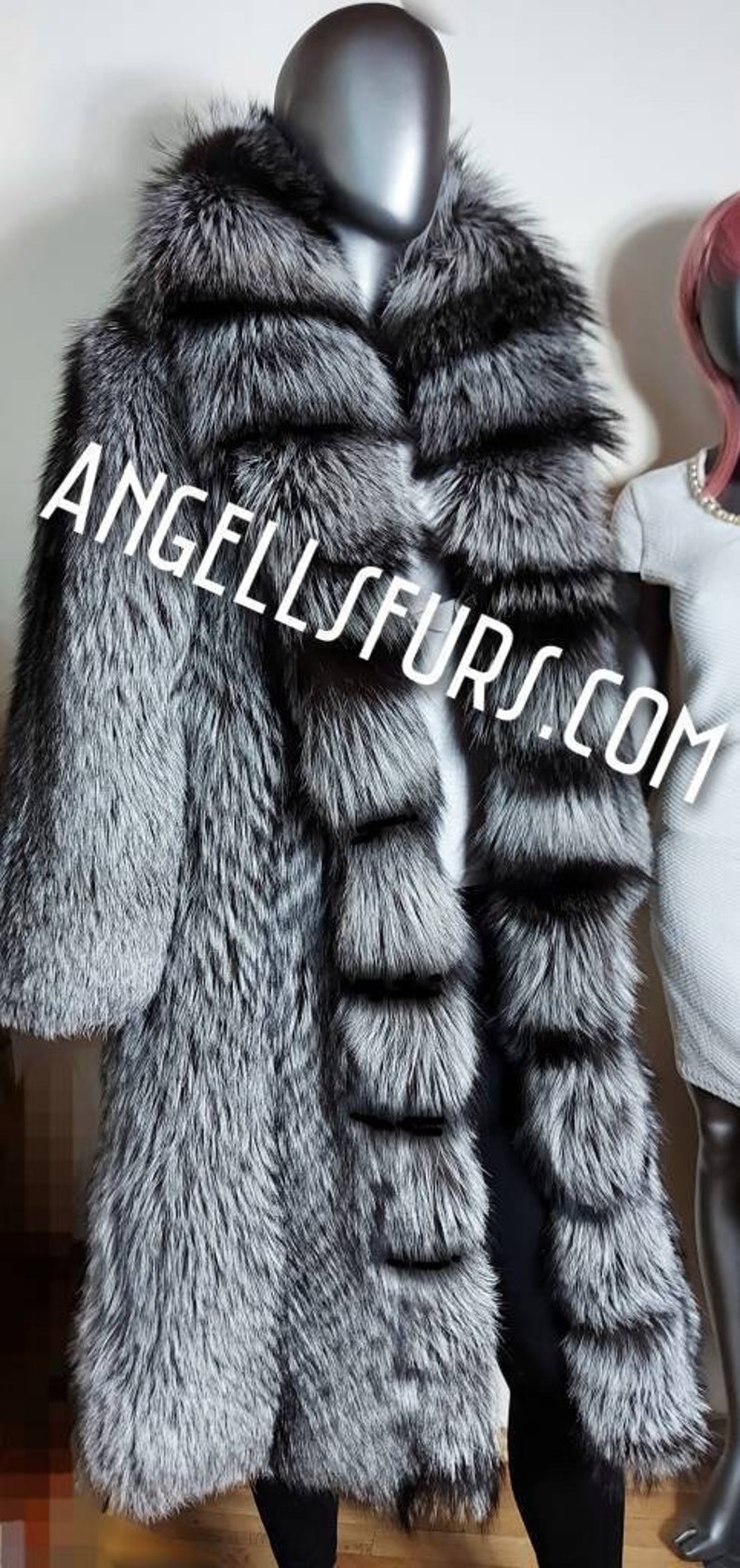 MEN'S SILVER FOX Mid Calf Length,fullpelts Fur Coat!brand New Real ...