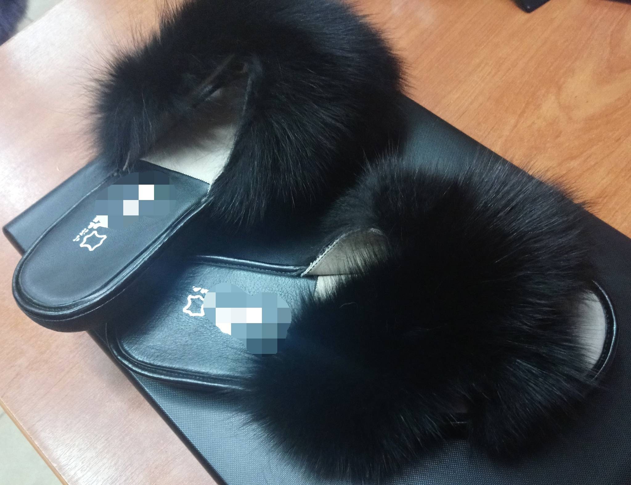 MEN'S! New Real Modern LEATHER SANDALS with Black Fox on the top!