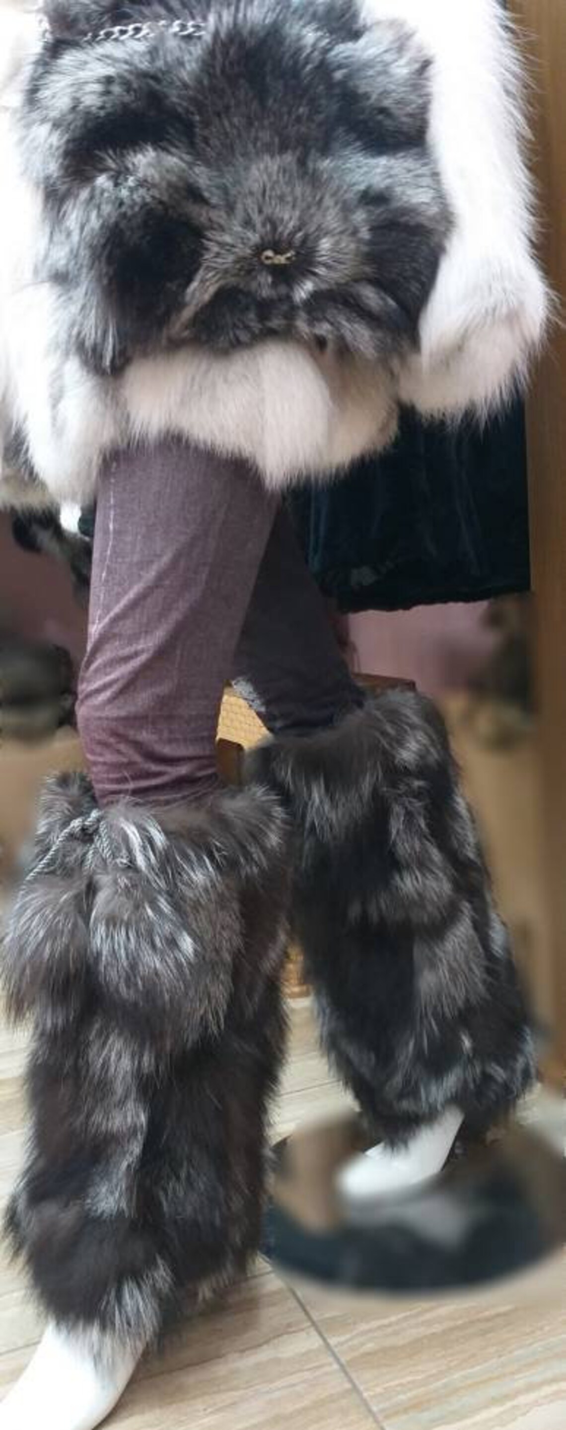 SILVER FOX LEG Warmers!brand New Real Natural Genuine Fur! - Etsy