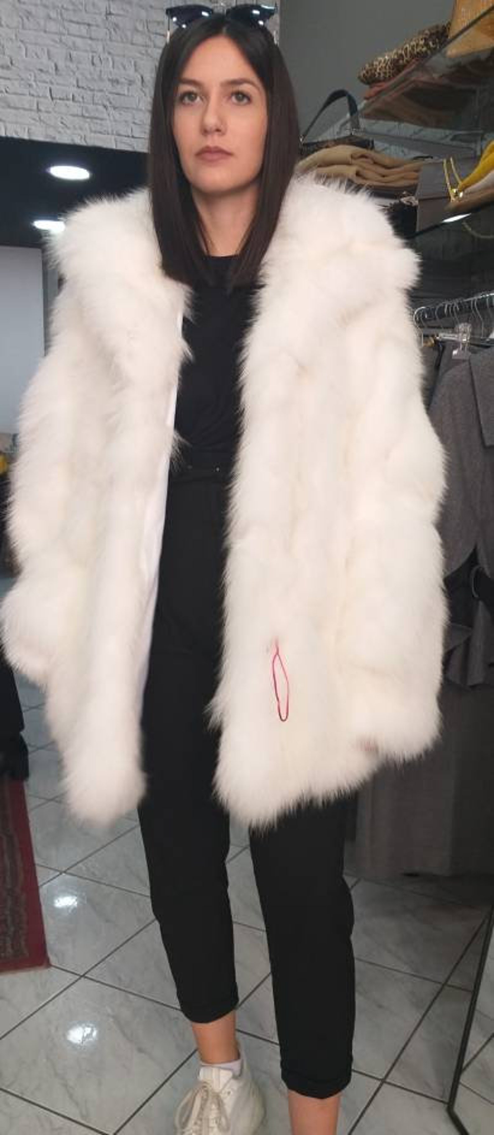 WHITE FOX HOODED Furcoatbrand New Real Natural Genuine Fur | Etsy