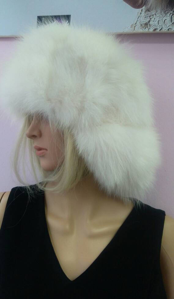 New!Natural,Real White Fox Fur HAT!!!
