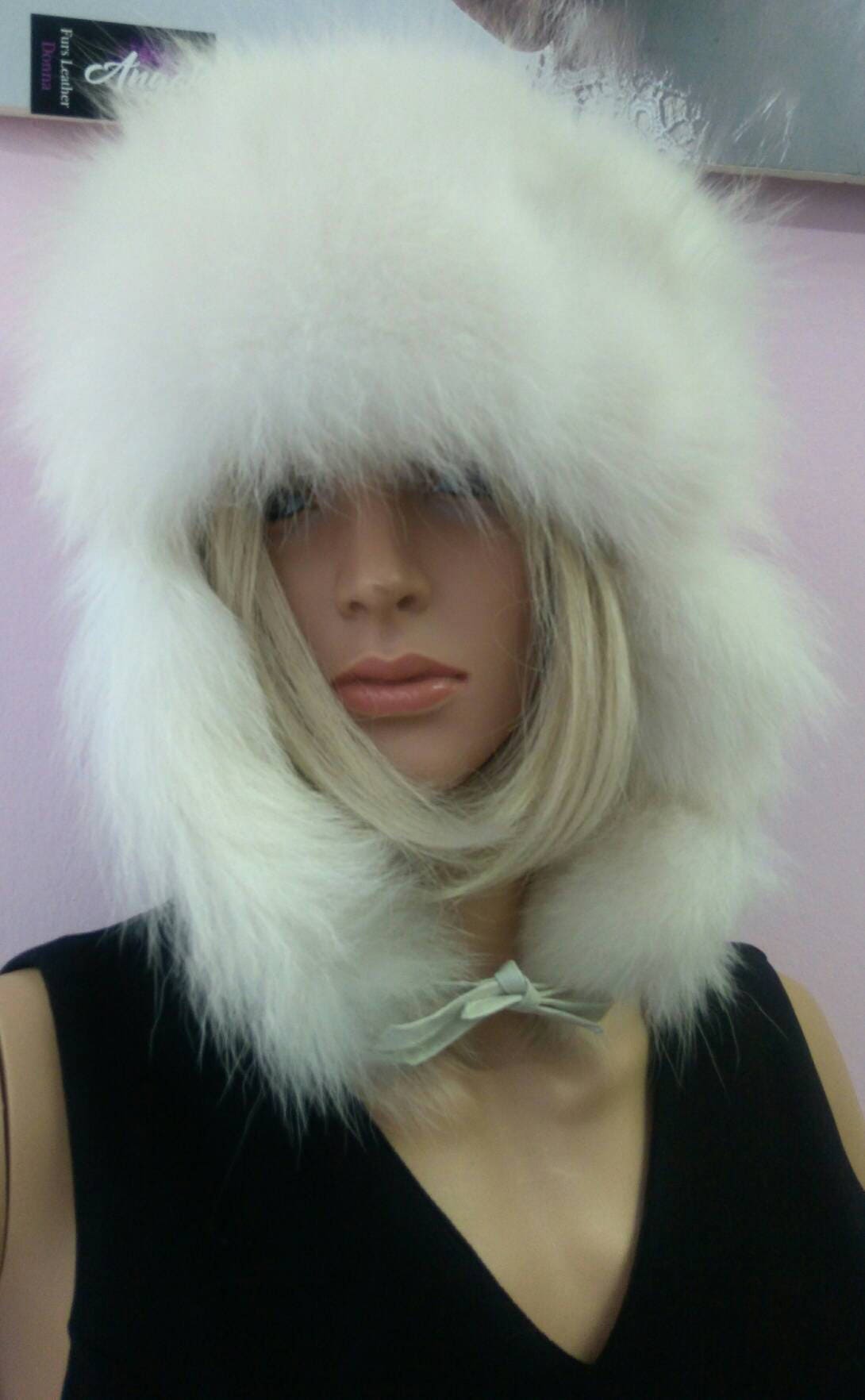 New!Natural,Real White Fox Fur HAT!!!