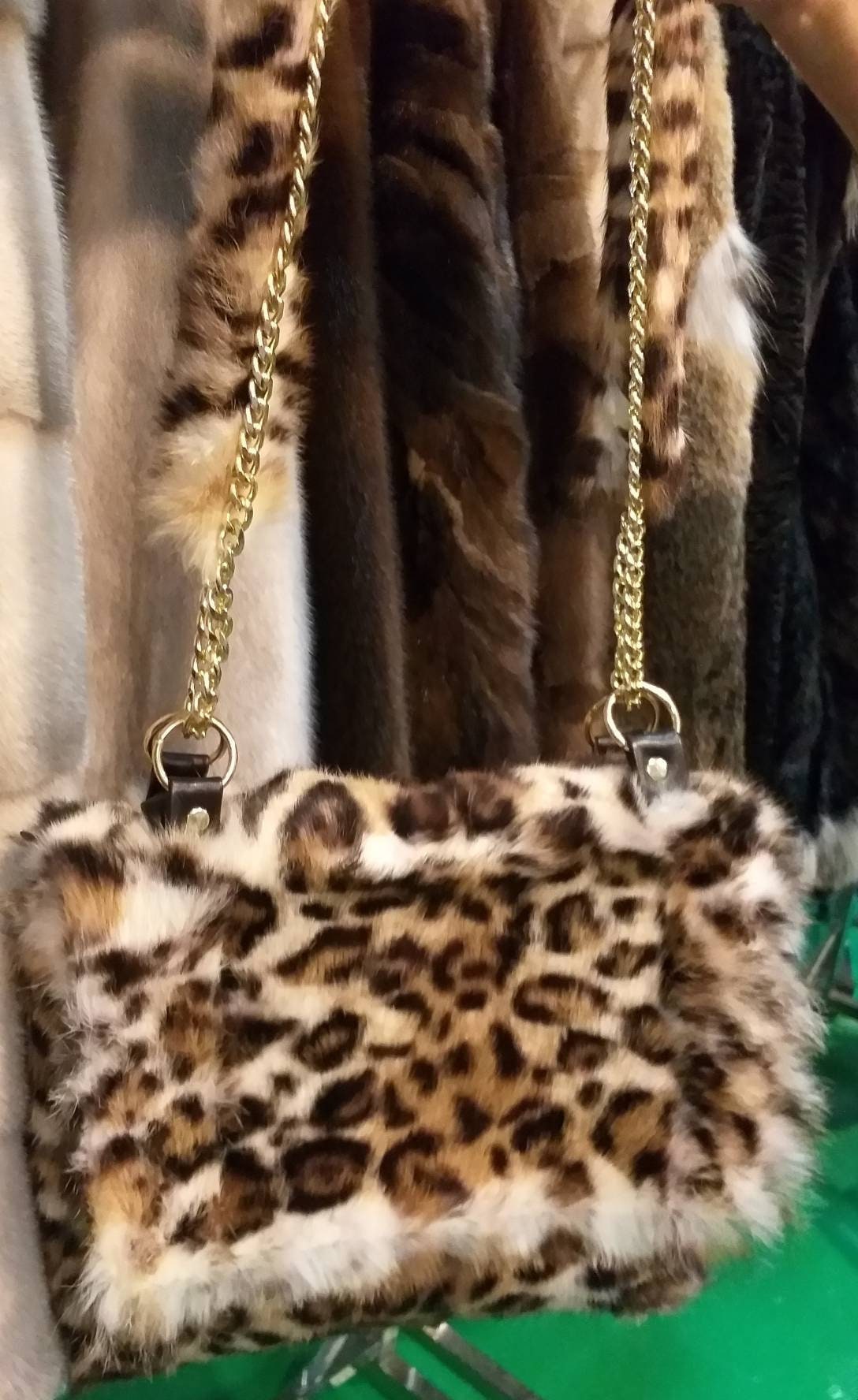 New!Natural,Real Animal print Rabbit Fur Bag!