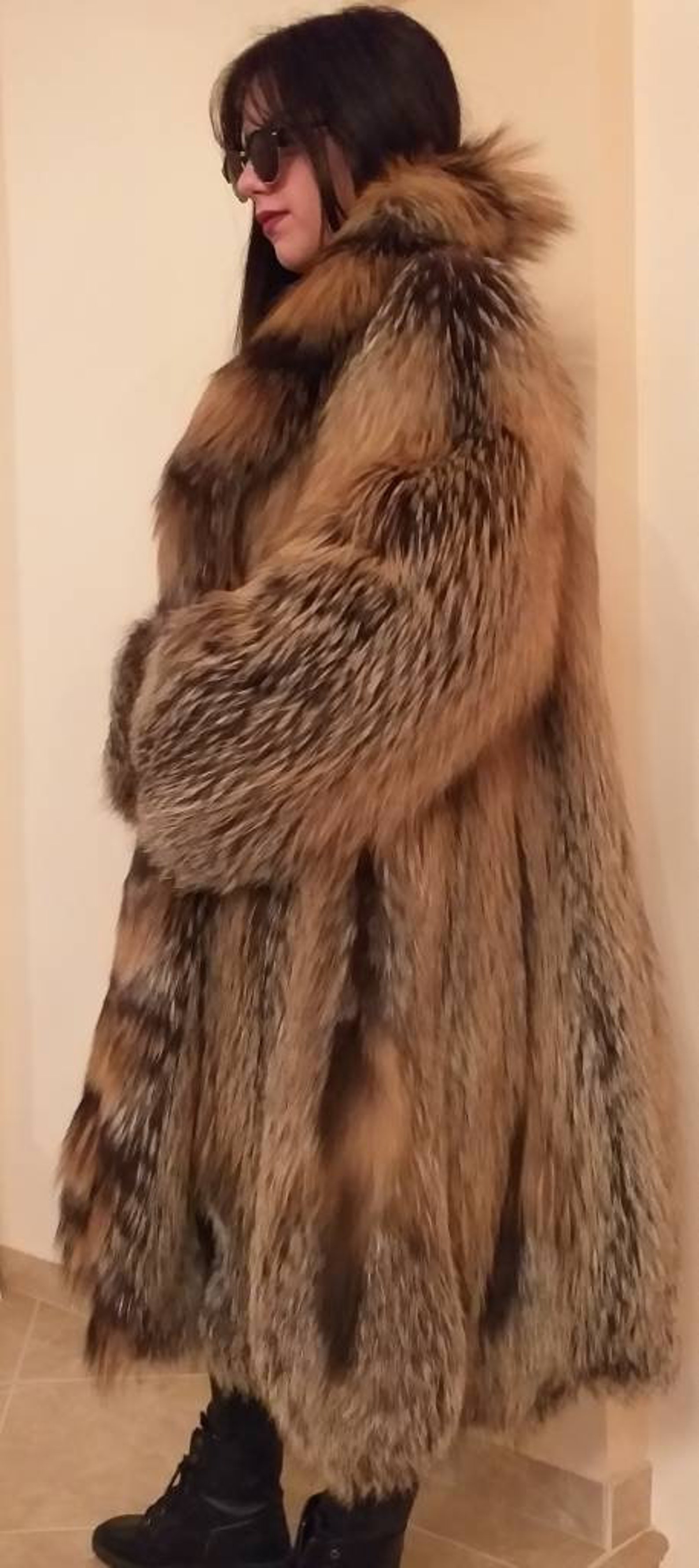 CROSS FOX FUR Coatbrand New Real Natural Genuine Fur - Etsy Canada