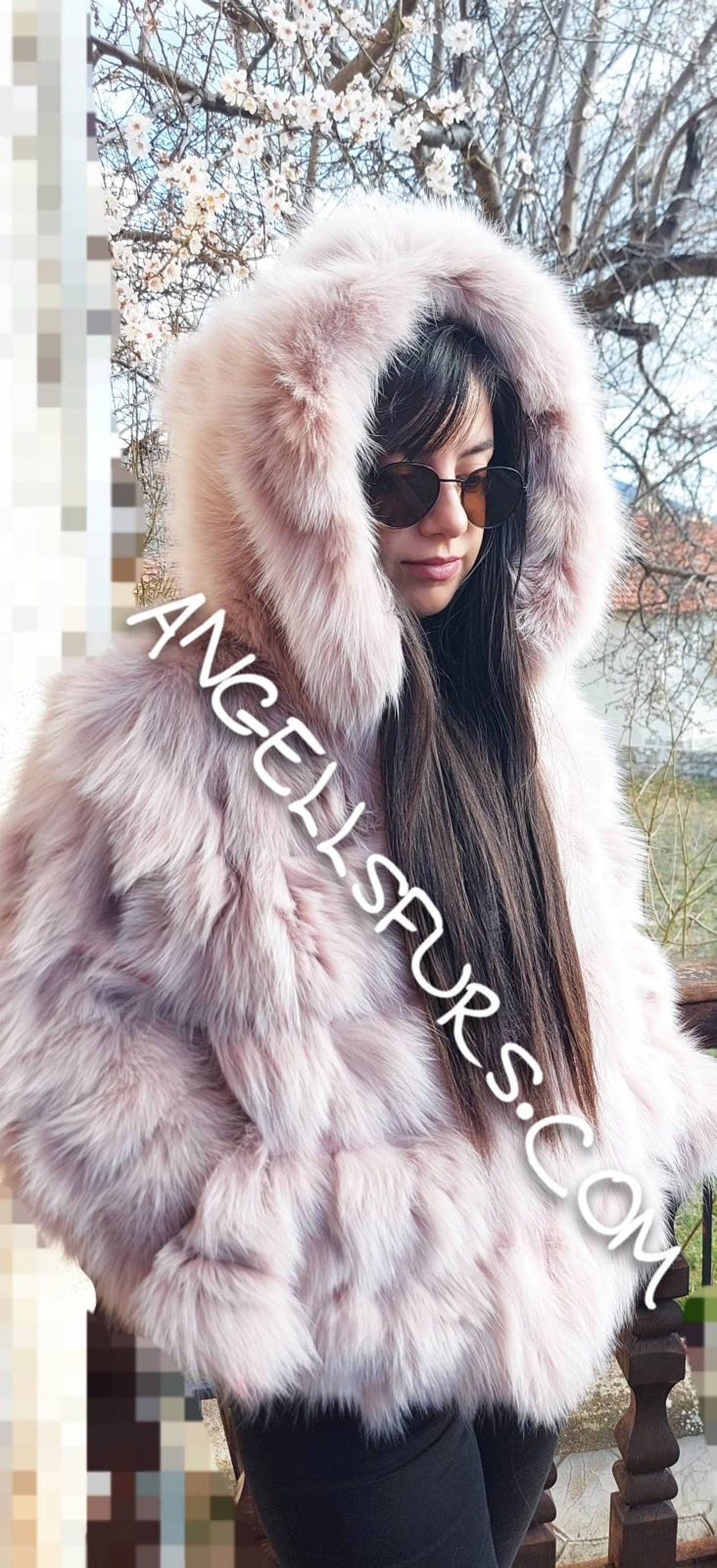 PINK HOODED FOX Fur Jacketbrand New Real Natural Genuine - Etsy