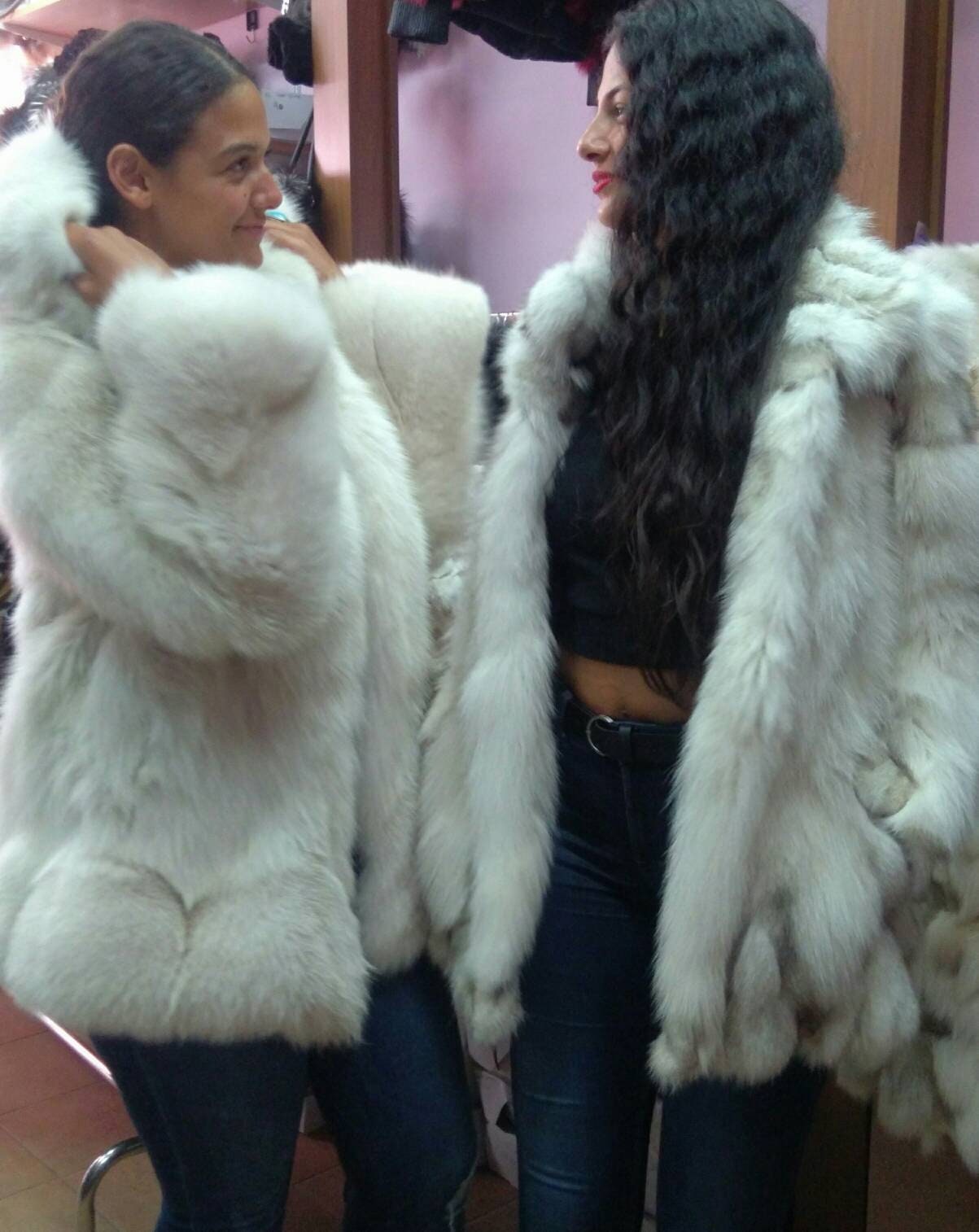 BLUE FOX FUR Coat!Brand New Real Natural Genuine Fur!