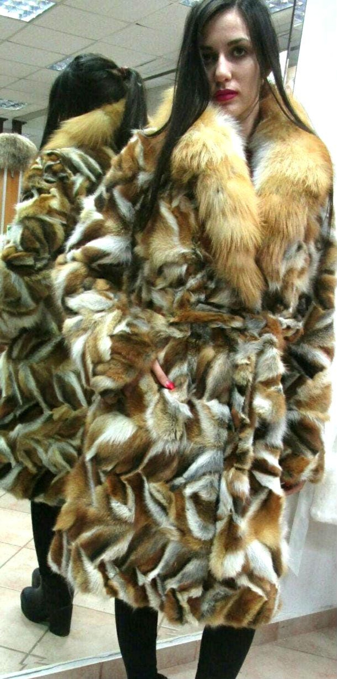 LONG RED FOX Fur Coat!brand New Real Natural Genuine Fur - Etsy