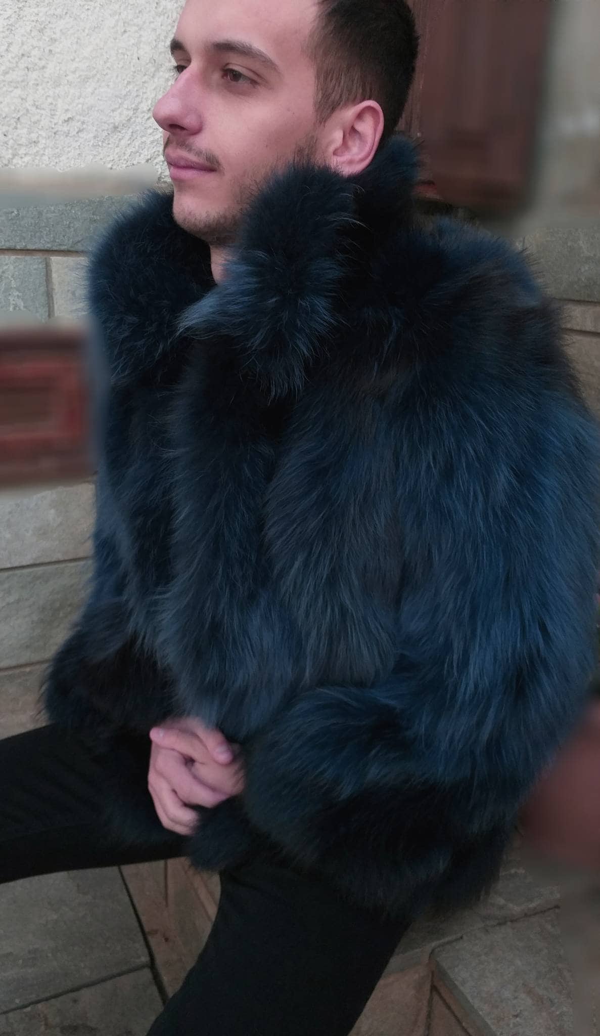 MEN'S FOX FUR Coat!Brand New Real Natural Genuine Fur!