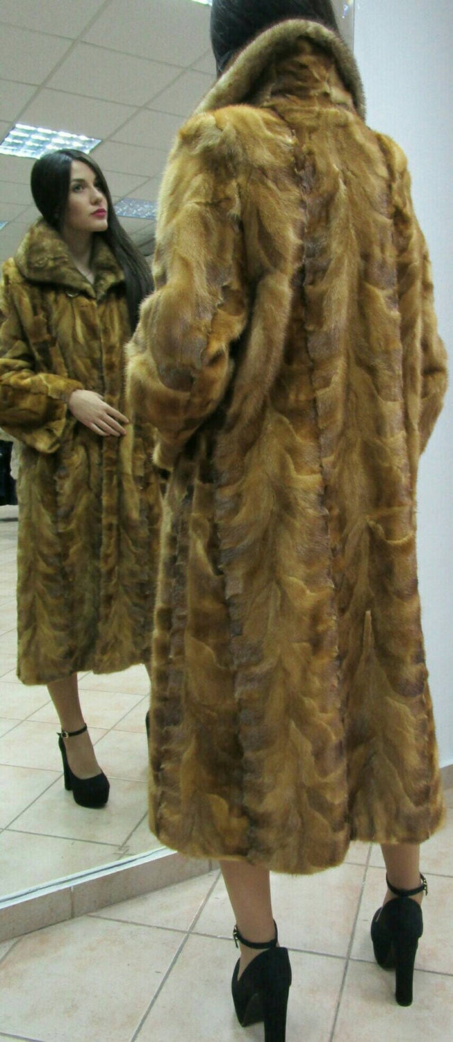 New Real Beautiful Golden MINK LONG Fur Coat! Order Any color!