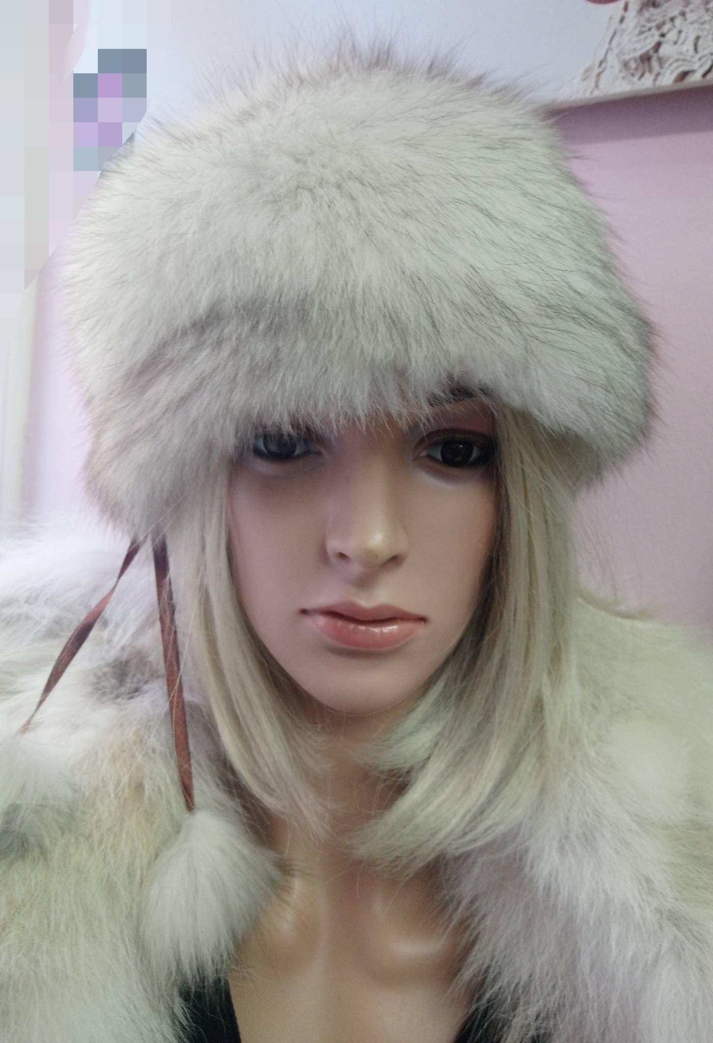 New!Natural,Real Fullskin Blue Fox Fur HAT!