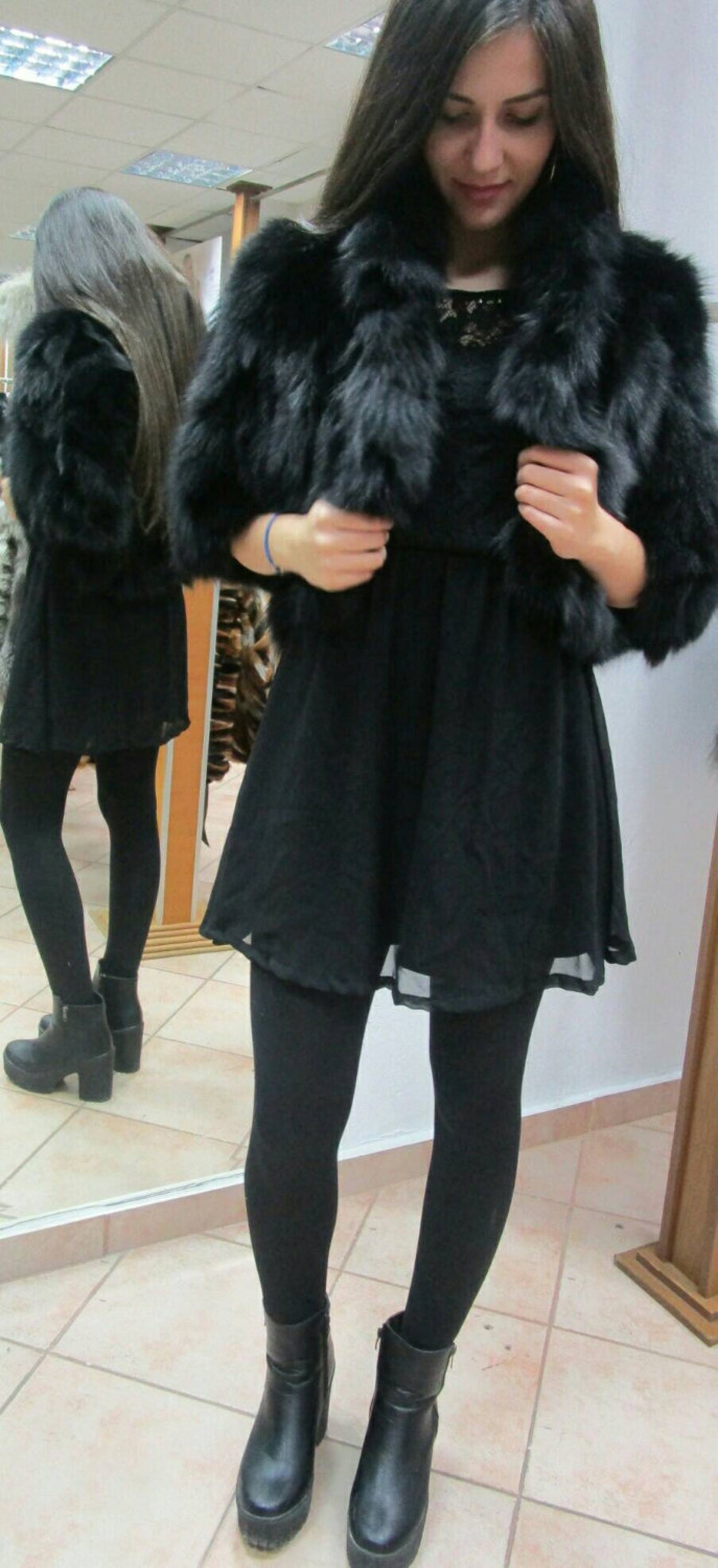 Newnatural Real BLACK Fox Fur BOLERO - Etsy