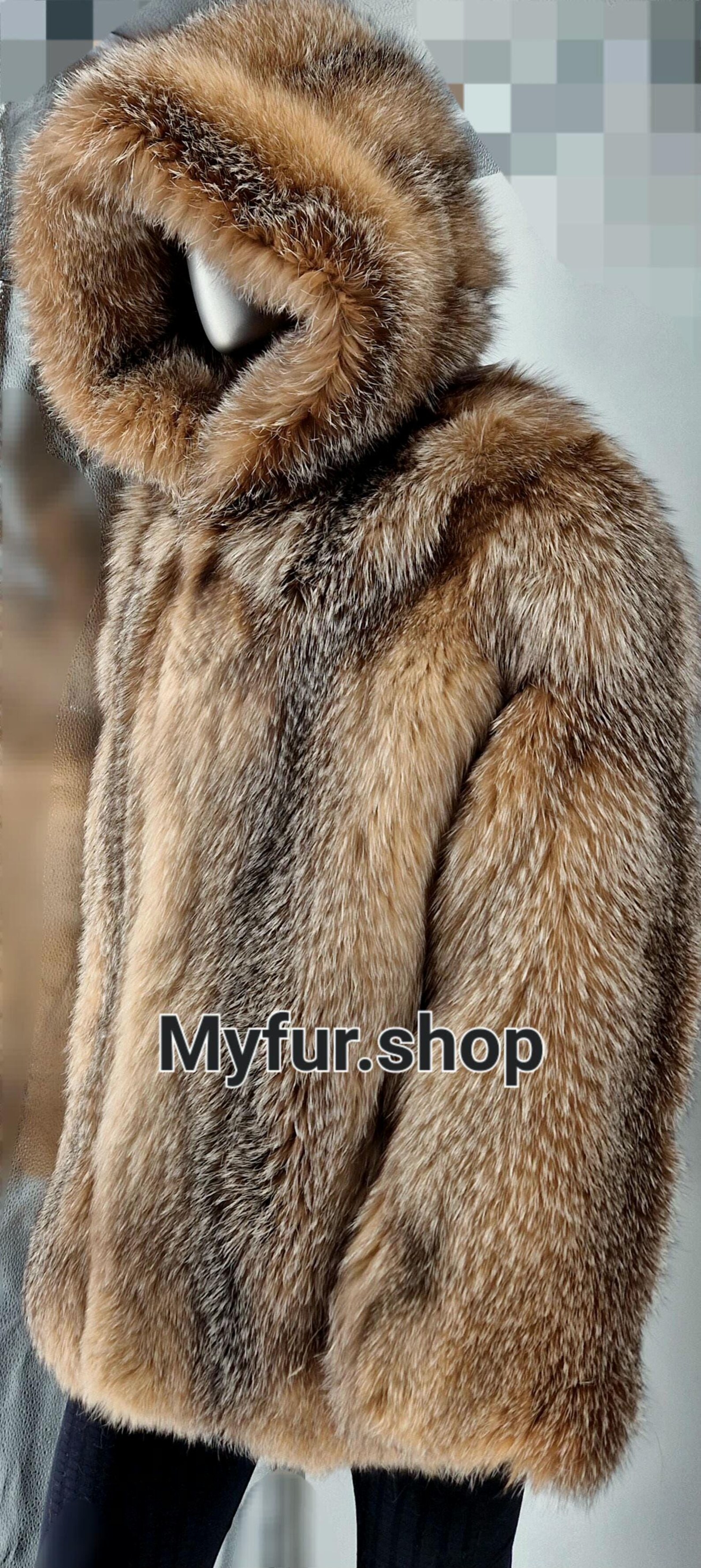 MEN'S HOODED CRYSTAL Fox Jacket!brand New Real Natural Genuine Fur! - Etsy