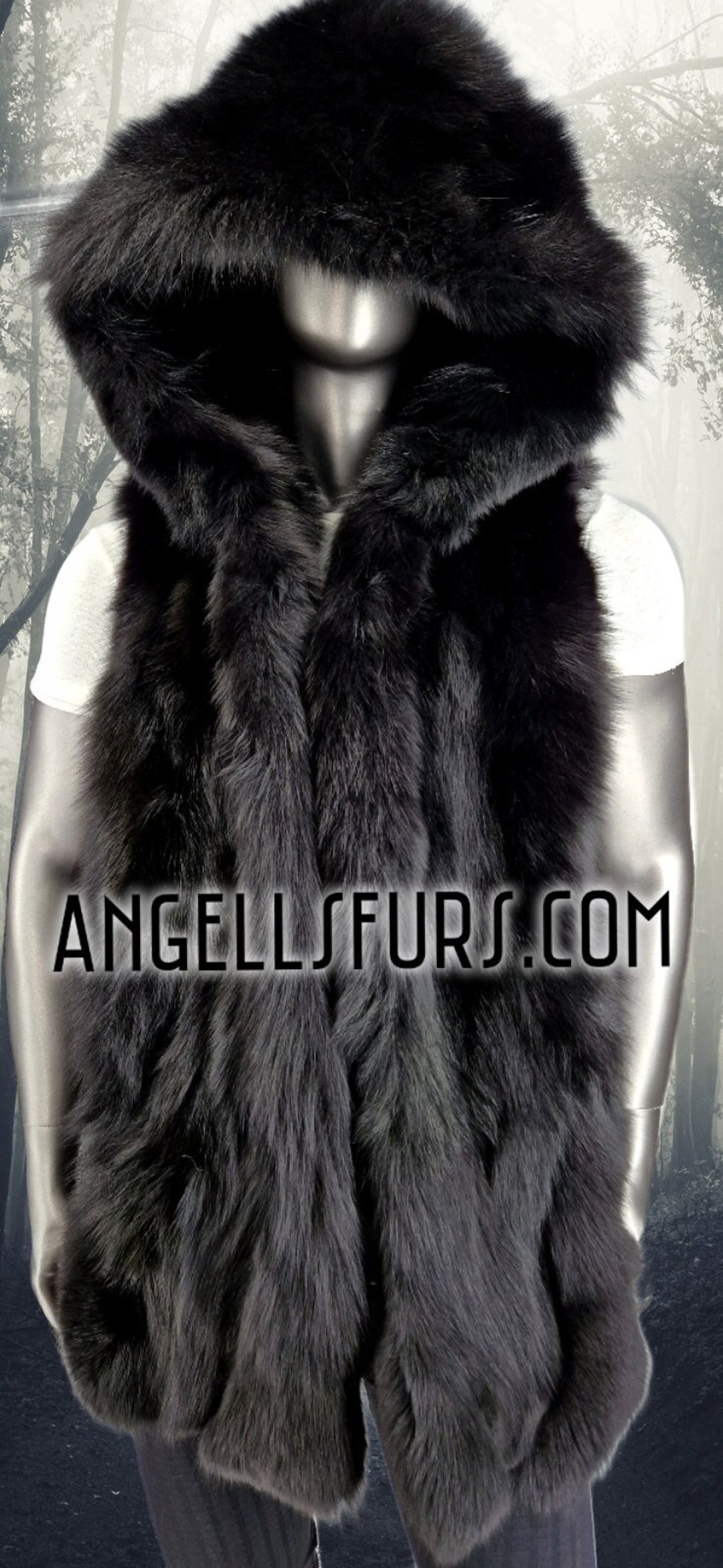 MEN'S LONG Hooded Fox Vestbrand New Real Natural Genuine - Etsy